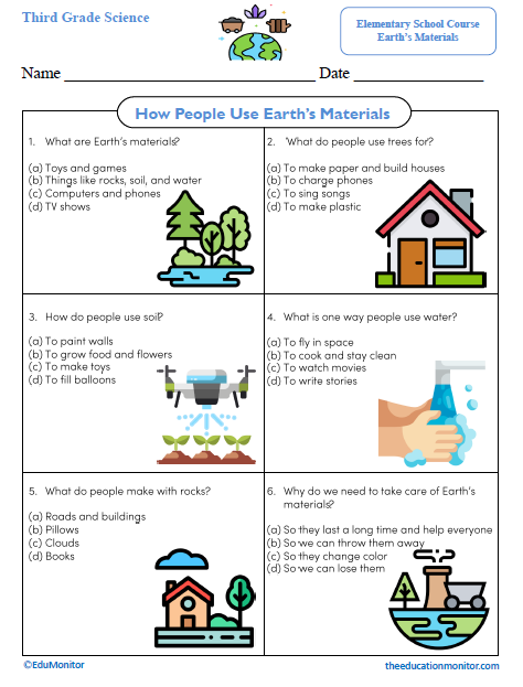 How People Use Earth’s Materials Science Worksheet - EduMonitor ...
