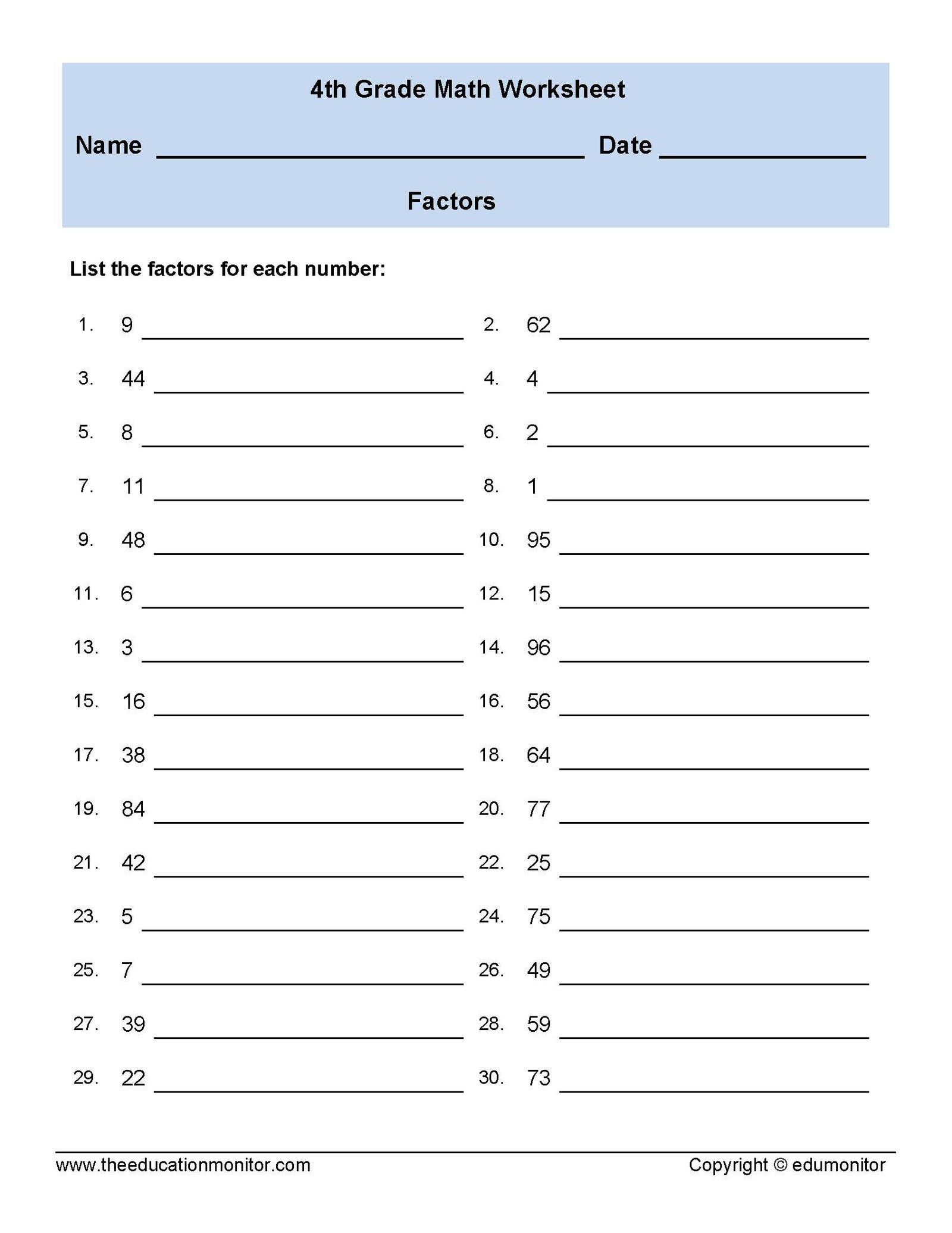 Finding Factors of A Number - EduMonitor | Science, Math, Language Arts