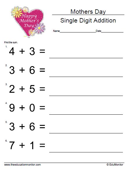 Mother's Day Fun Math - EduMonitor | Science, Math, Language Arts