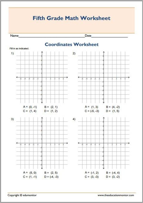 Plotting Coordinates in all 4 Quadrants Worksheets - EduMonitor ...