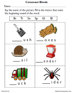 Beginning Blends Worksheets for Kids - EduMonitor | Science, Math ...