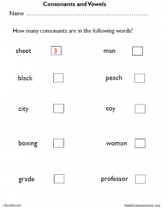 Identifying Consonants and Vowels Worksheets - EduMonitor | Science ...