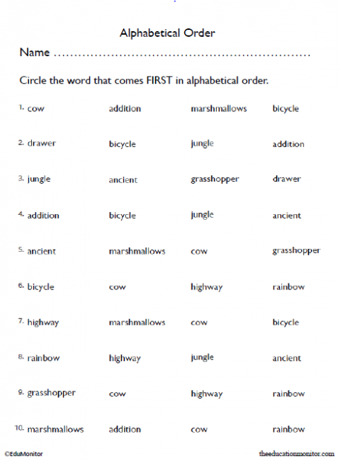 2nd Grade Alphabet Order Worksheet - EduMonitor | Science, Math ...
