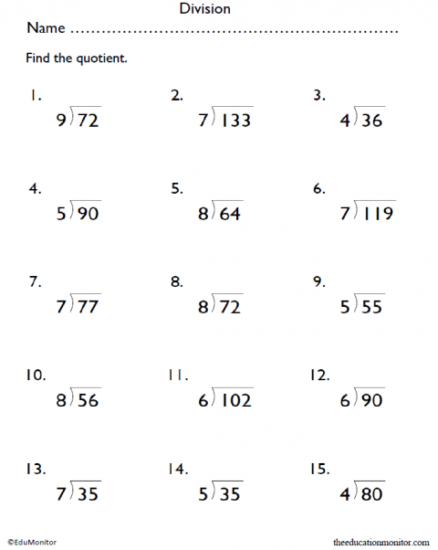 Fourth Grade Division Worksheets - EduMonitor | Science, Math, Language ...