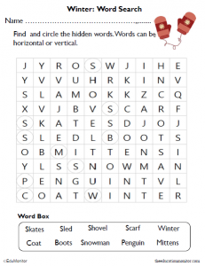 Winter 4th Grade Worksheets|Free Word Search Puzzle Printable ...