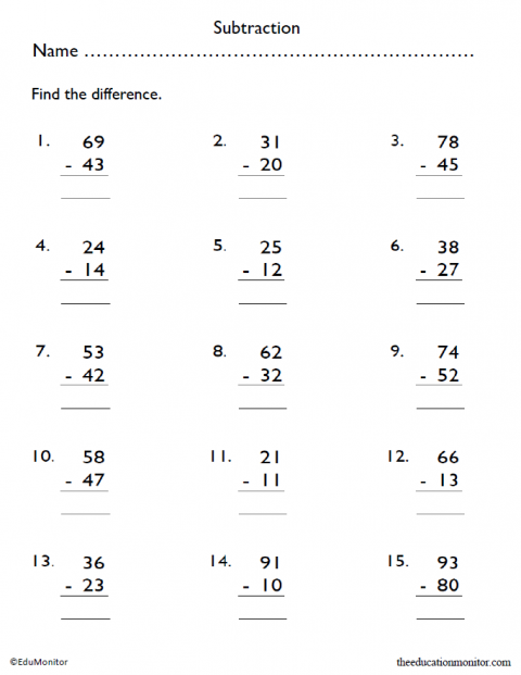 5th Grade Subtraction Worksheet - EduMonitor | Science, Math, Language Arts