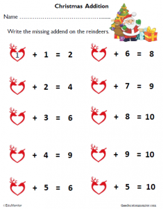 Merry Christmas! Free Kindergarten Addition Math Printable - EduMonitor ...