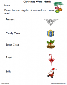 Christmas Preschool Word Match Worksheets|Holiday Worksheets ...