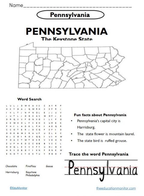 Free Pennsylvania Worksheets pdf I Pennslyvania Map - EduMonitor ...