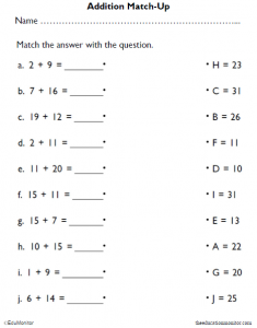 3rd Grade Addition Matching Math Worksheets - EduMonitor | Science ...