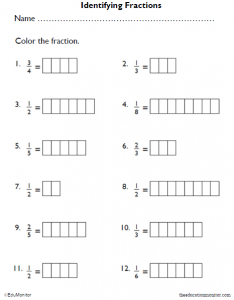 Free Identifying Fractions Worksheet for Kids - EduMonitor | Science ...