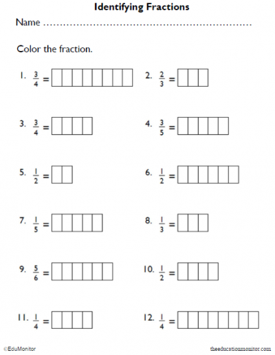 Identifying Basic Fractions Math Worksheet - EduMonitor | Science, Math ...