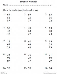 Circle the Smallest Number Math Worksheet - EduMonitor | Science, Math ...