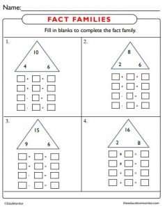 Fact Family Puzzle Worksheet - EduMonitor | Science, Math, Language Arts