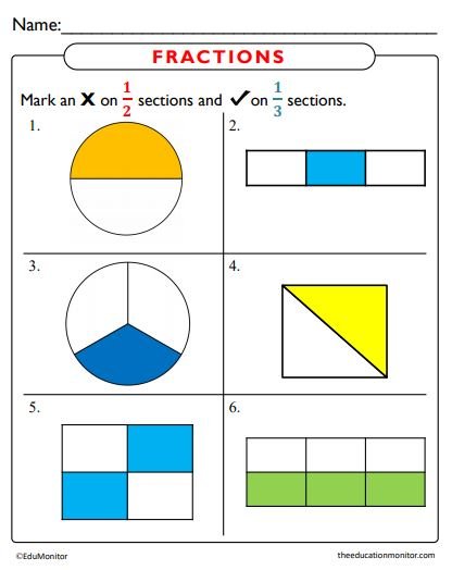 Fractions Worksheets Math pdf - EduMonitor | Science, Math, Language Arts