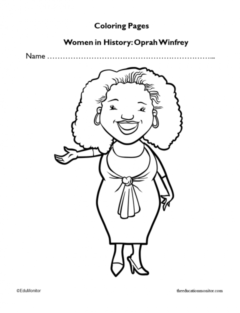 Oprah Winfrey Women's Day Coloring Page - EduMonitor | Science, Math ...
