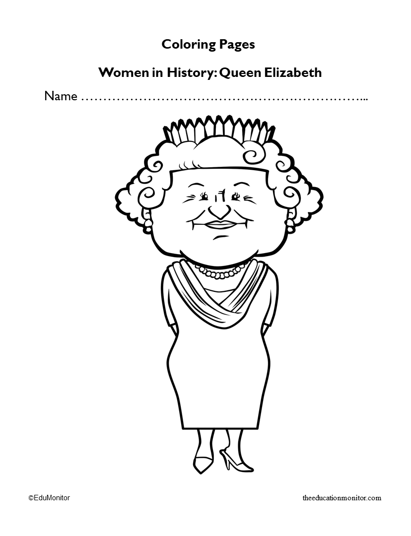 Queen Elizabeth Coloring Pages - EduMonitor | Science, Math, Language Arts
