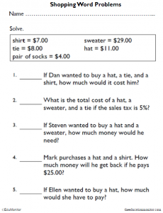 Money Word Problems Math Worksheet - EduMonitor | Science, Math ...