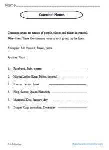 Common Nouns Worksheets I EduMonitor - EduMonitor | Science, Math ...