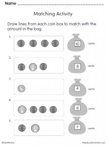 Preschool Counting Coins Matching Activity - EduMonitor | Science, Math ...
