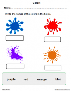 Identifying Colors Kindergarten Worksheets - EduMonitor | Science, Math ...