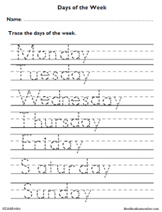 Days of the Week Kindergarten Worksheets - EduMonitor | Science, Math ...