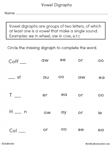 Digraphs Worksheets for Kids - EduMonitor | Science, Math, Language Arts
