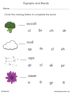 Digraphs and Blends Worksheets - EduMonitor | Science, Math, Language Arts