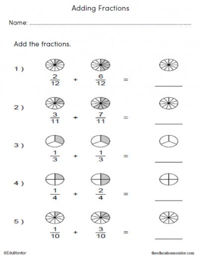 Adding Fractions Math Worksheets - EduMonitor | Science, Math, Language ...