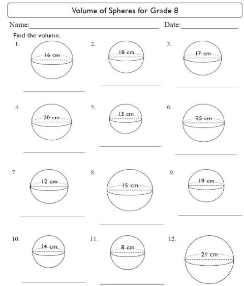 Volume of Sphere for Grade 8 Worksheet - EduMonitor | Science, Math ...