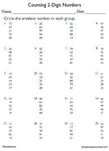 Counting with 2-Digit Numbers Worksheets - EduMonitor | Science, Math ...
