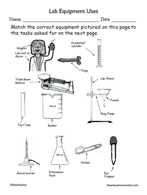 Lab Equipment Uses Grade 8 Science Worksheets - EduMonitor | Science ...