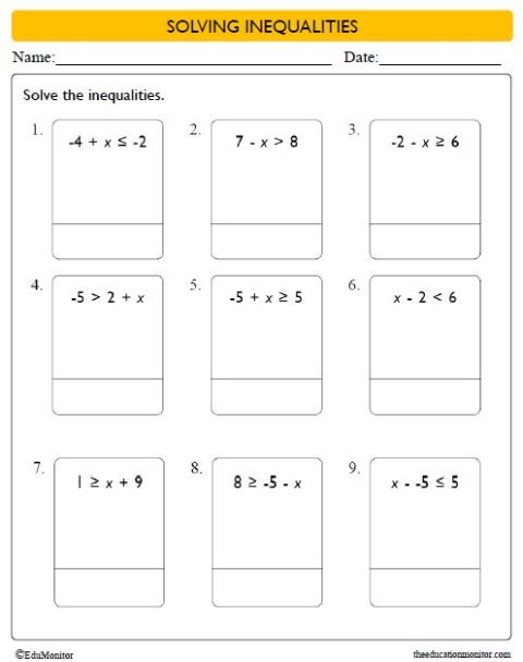 Solving Inequalities Worksheet for Grade 6 - EduMonitor | Science, Math ...