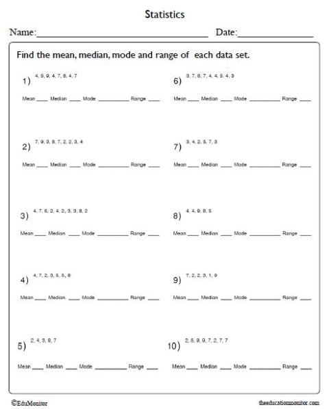 Statistics Worksheet for Grade 7 - EduMonitor | Science, Math, Language ...