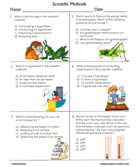 Scientific Methods Science Worksheet for Grade 6 - EduMonitor | Science ...