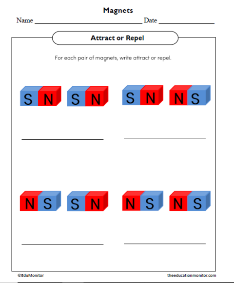 Magnets Science Worksheet - EduMonitor | Science, Math, Language Arts