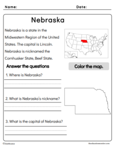 Nebraska State Worksheet - EduMonitor | Science, Math, Language Arts