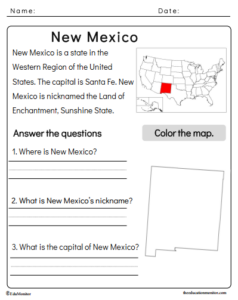 New Mexico State Worksheet - EduMonitor | Science, Math, Language Arts