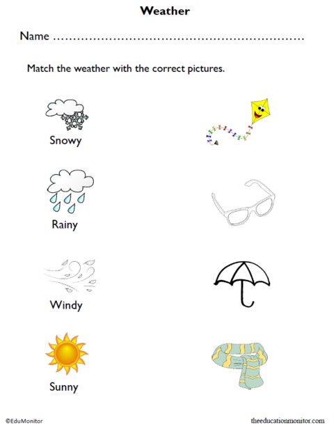 Learning Weather Matching with Preschool Science Worksheets ...