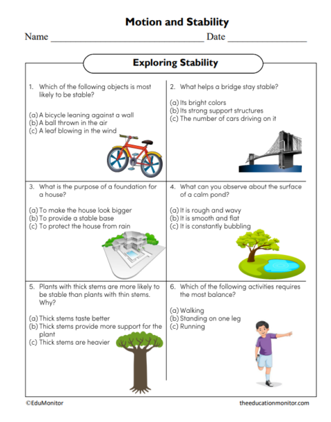 Exploring Stability Worksheet - EduMonitor | Science, Math, Language Arts