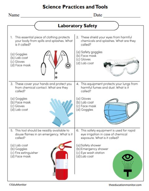 Laboratory Safety Science Worksheet - EduMonitor | Science, Math ...