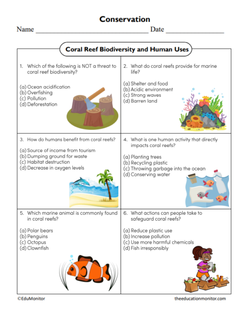 Coral Reef Biodiversity and Human Uses Science Worksheet - EduMonitor ...