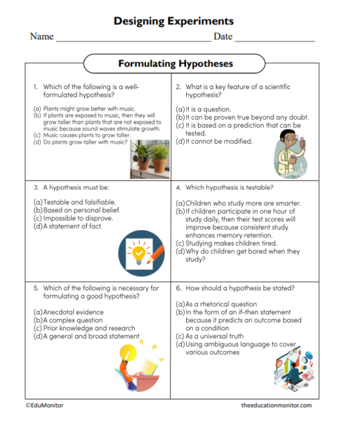 Formulating Hypotheses Science Worksheet - EduMonitor | Science, Math ...