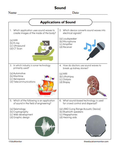 Applications of Sound Science Worksheet - EduMonitor | Science, Math ...