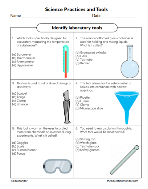 laboratory Tools Science Worksheet - EduMonitor | Science, Math ...