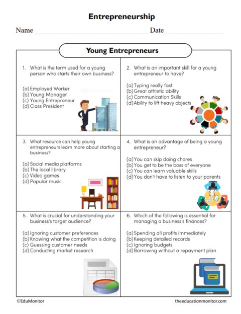 Entrepreneurship Financial Literacy Worksheet - EduMonitor | Science ...