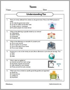 Financial Literacy Taxes Worksheet for Grade 7 - EduMonitor | Science ...