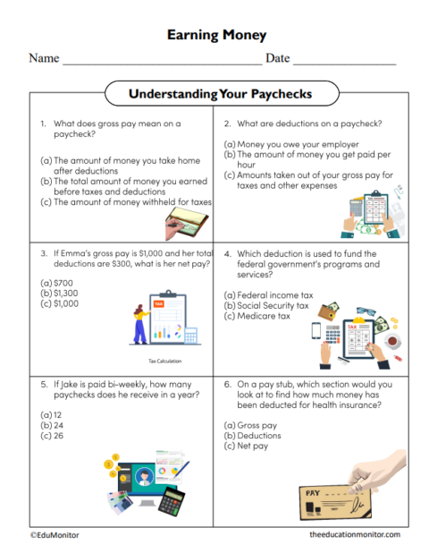 Understanding Paychecks Worksheet - EduMonitor | Science, Math ...