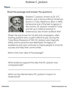 Black Wall Street's Physician Dr. Andrew C. Jackson Worksheet ...