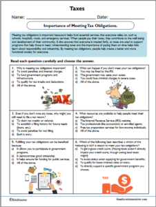 Meeting Personal Tax Obligations Worksheet pdf - EduMonitor | Science ...